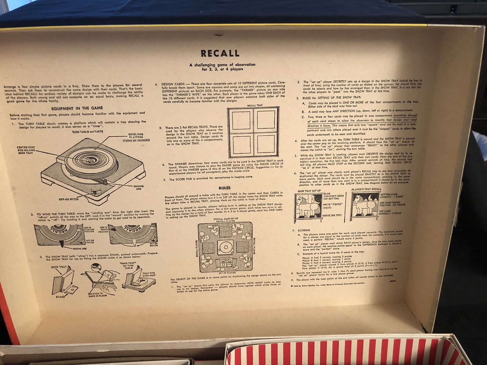 Vintage 1968 Milton Bradley RECALL GAME of Observation - Complete | eBay