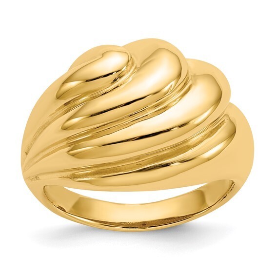 14K Yellow Gold Swirled Dome Ring 15mm R317 | eBay