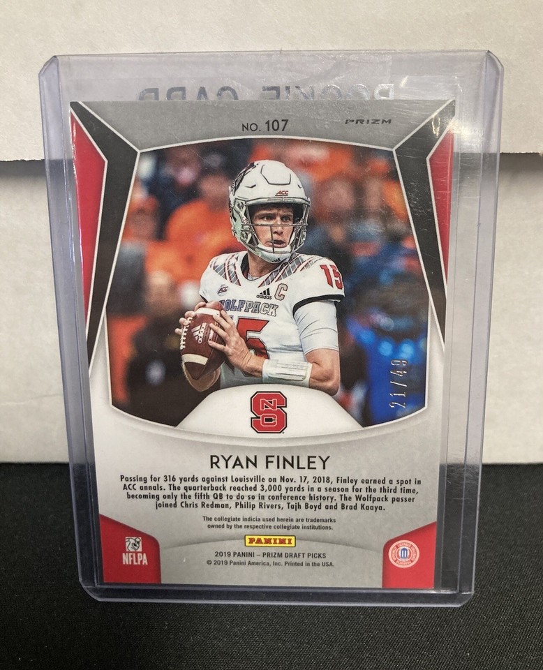 2019 Panini Prizm Draft Picks Mojo /49 Ryan Finley #107 Rookies RC NC ...