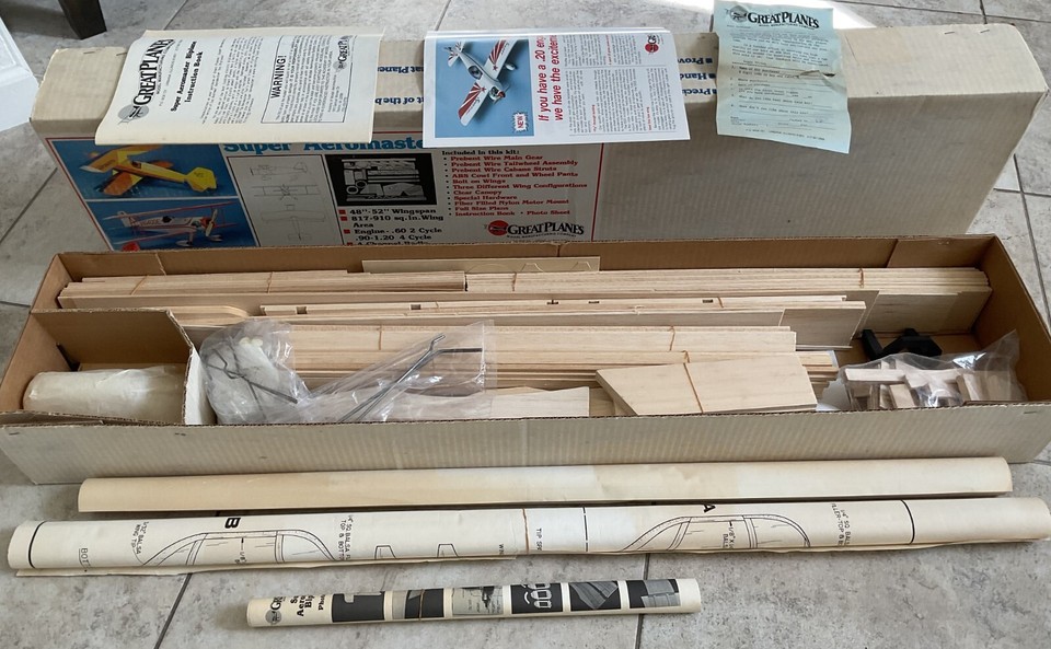 Vintage Great Planes Super Aeromaster Biplane Unassembled Kit | eBay
