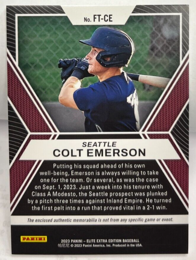 Colt Emerson 2023 Panini Elite Extra Edition Future Threads Jersey ...