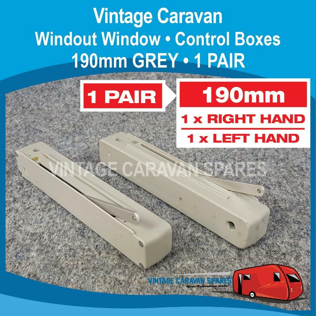Caravan WIND OUT WINDOW • CONTROL BOX • 190mm ( 1 PAIR GREY ) W0149 ...