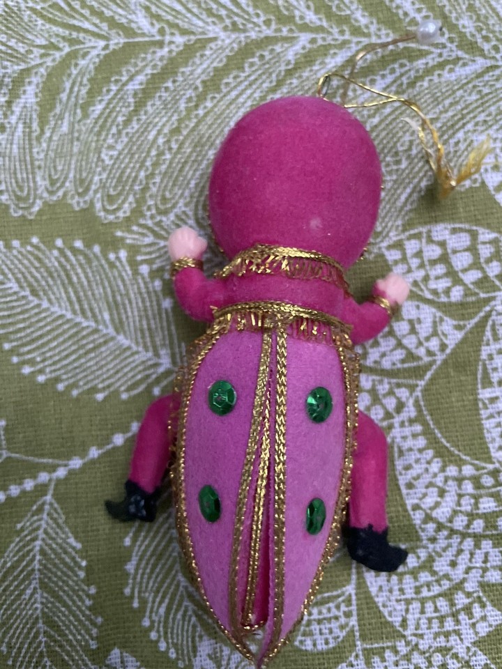 RARE Vintage 60's Hot Pink Pixie Bug Anthropomorphic Christmas Ornament ...