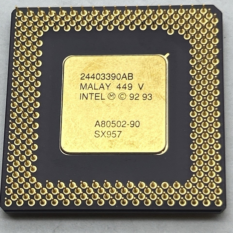 Intel Pentium 90 Mhz CPU 1992 P90 A80502-90 Gold Top Processor SX957 N ...