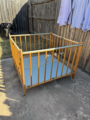 Vintage Wooden Playpen | eBay