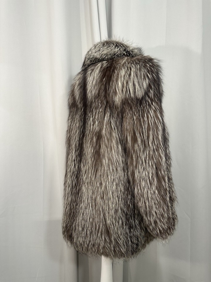 Real Fur Arctic Fox Silver Grey Vintage Frosty Oversized Lux Coat ...
