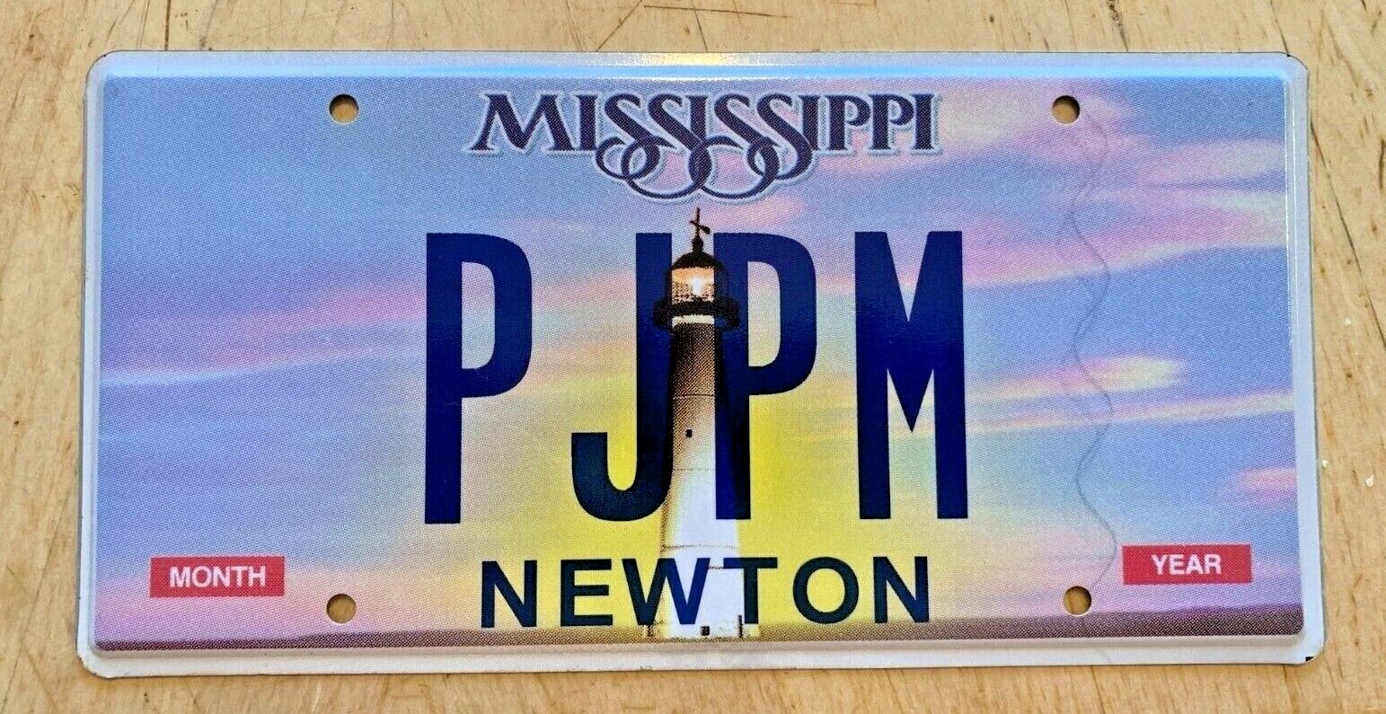 MISSISSIPPI GRAPHIC LIGHTHOUSE VANITY AUTO LICENSE PLATE " PJPM " MS PJ ...