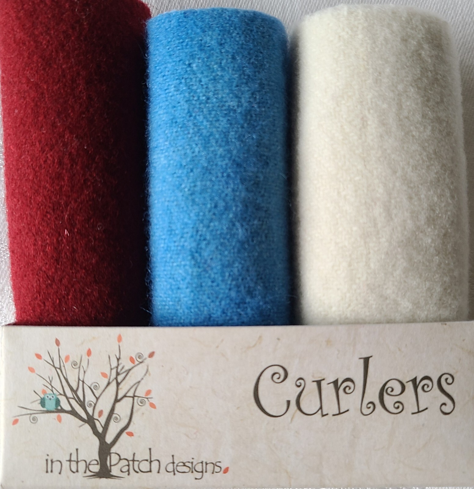 New Felted Wool Fabric Curlers Burgundy White Blue By In The Patch ...
