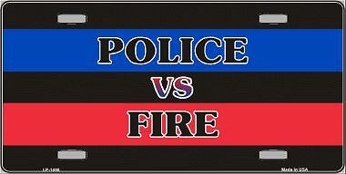 Police Vs. Fire Metal Novelty License Plate Tag LP1498 | eBay