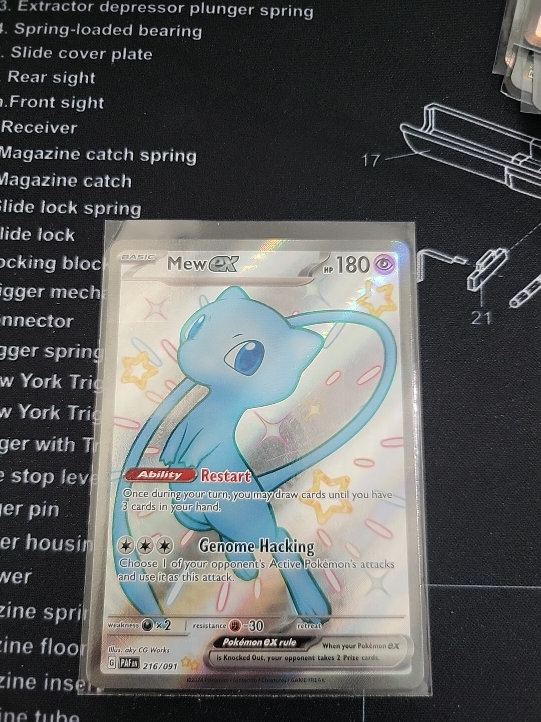 Mew EX 216/091 Pokemon TCG Shiny Mew Full Art Rare Card Paldean Fates ...