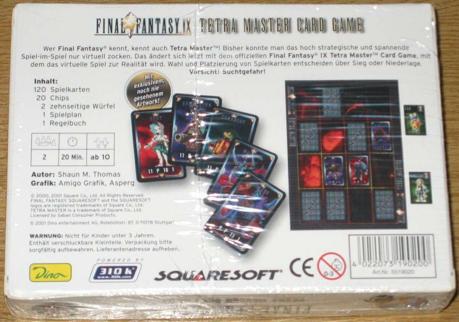 Final Fantasy IX 9 Tetra Master Card Game Squaresoft Limited Edition ...