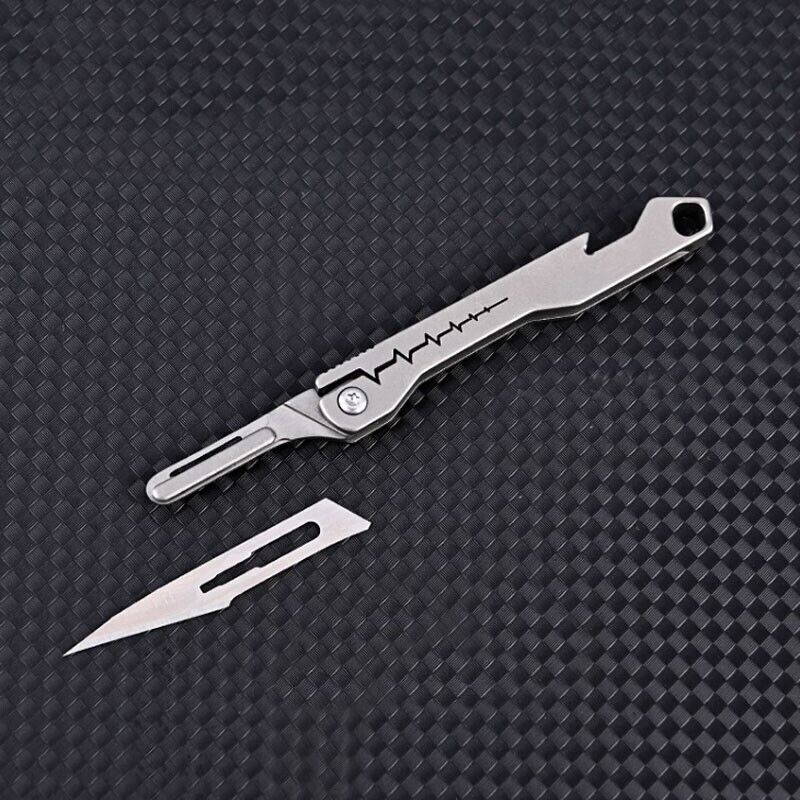 Mini Titanium Pocket Utility Folding Knife Scalpel Blades Opener ...