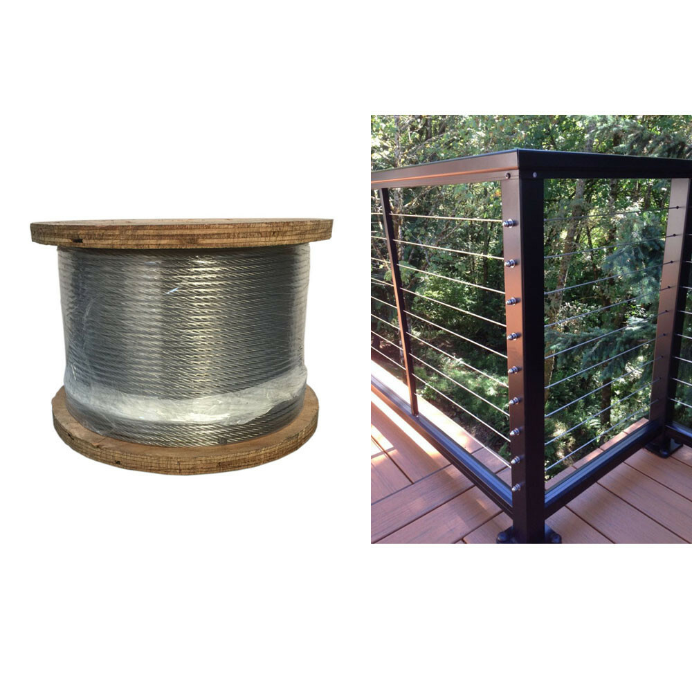 1000 Ft Grade 316 STAINLESS STEEL 3/16" 7x19 Cable Rail Railing Wire ...