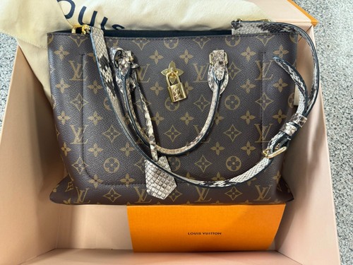 Louis Vuitton Flower Tote Monogram Python Snake Skin Handbag Bag ...