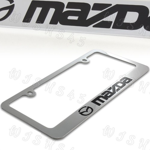 Mazda Logo Chrome Plated Brass License Plate Frame + KeyRing Officially ...