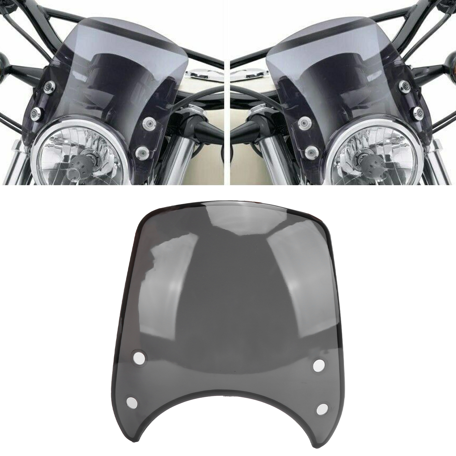 *Gray Motorcycle Windshield Retrofit Vintage For 5‑7in Motor Headlights ...