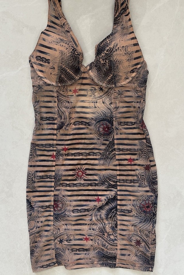 Jean Paul Gaultier x Lindex Limited Edition Tattoo Bodycon Mesh Mini Dress | eBay