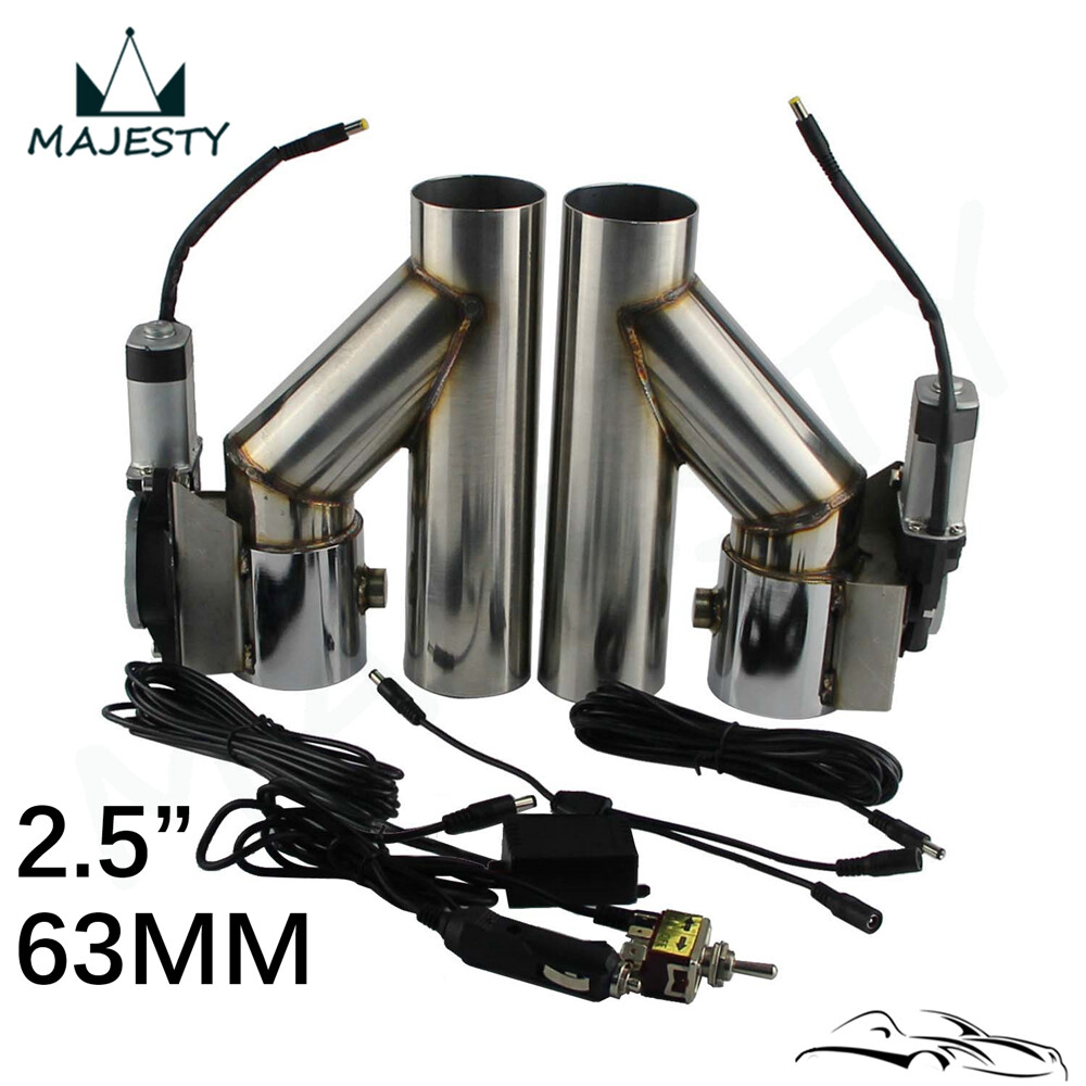 2.5" 63mm Dual Electric Exhaust Cutout Dump Bypass Valve w/ Switch ...