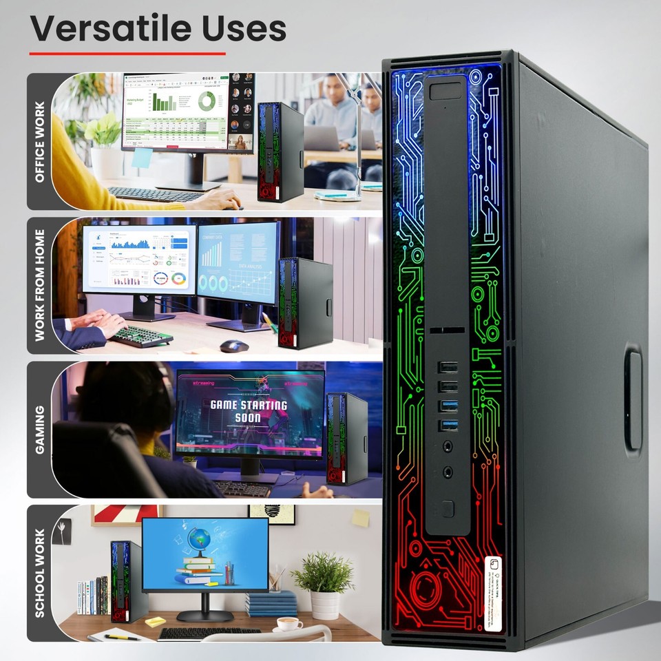 HP G2 RGB Gaming PC i5-6th 16GB Ram 256GB SSD 1TB HDD AMD RX 550 ...