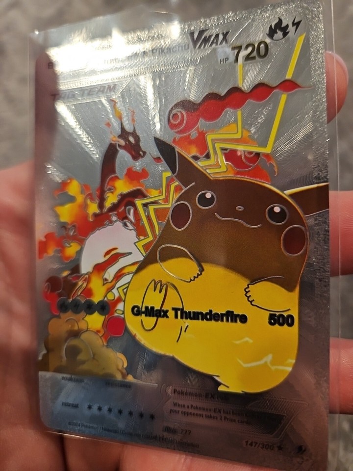 Charizard & Pikachu Vmax Silver Foil Fan Art Vinyl Collector Pokemon ...