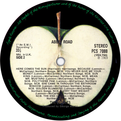 The Beatles. Abbey Road. Repro vinyl record label sticker. 100mm | eBay