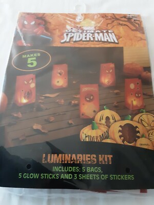 Marvel Spiderman Luminaries Kit W/5 Bags & Glow Sticks & Stickers BNIP ...