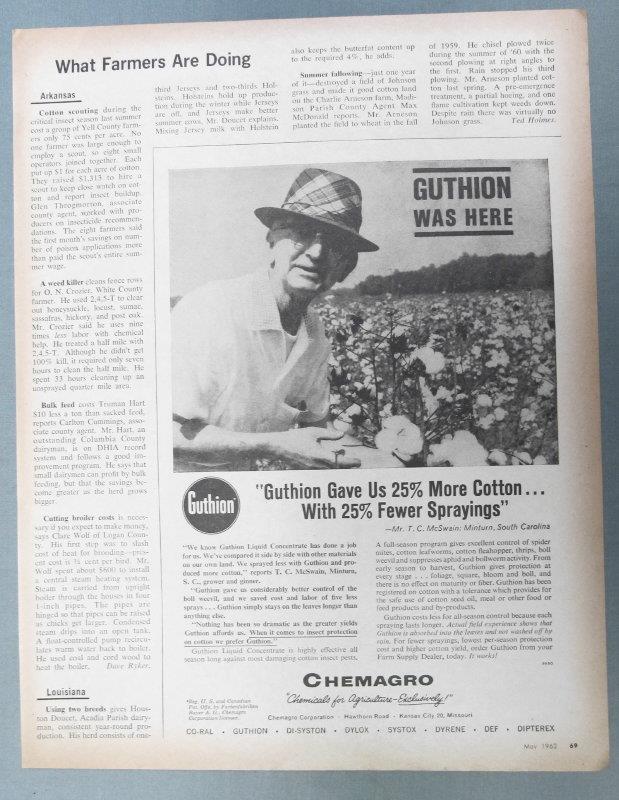 Original 1962 Guthion Ad Photo Endorsed T McSwain of Minturn South ...