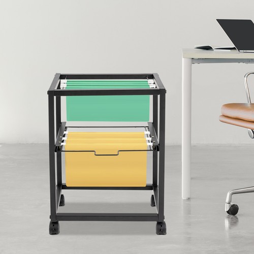 Rolling File Cart Steel Organizer 2Tier Document Rack Literature ...