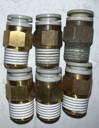 SMC SPORE PUSH-IN MALE CONNECTOR 5/16" TUBE 1/4"-18 THREAD 145 PSI LOT ...