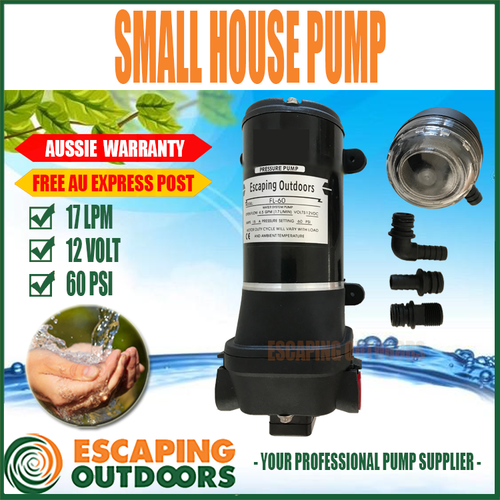 12v House / Cabin Water Pump Pressure Pump 17L/min 60PSI SOLAR Escaping ...