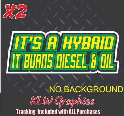 Hybrid burns Decal Sticker Turbo Diesel Truck Crew Cab 7.3L 6.6L 6.0L ...