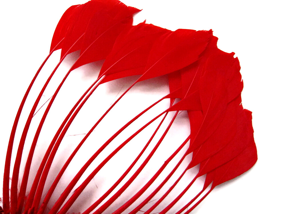 1 Piece - Red Dyed Stripped Duck Cochette Center Fan Feather Pad ...