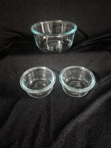 Pyrex set of 3 Blue Tint Bowls Mid Cent One Quart Size And Two 1 Cup ...