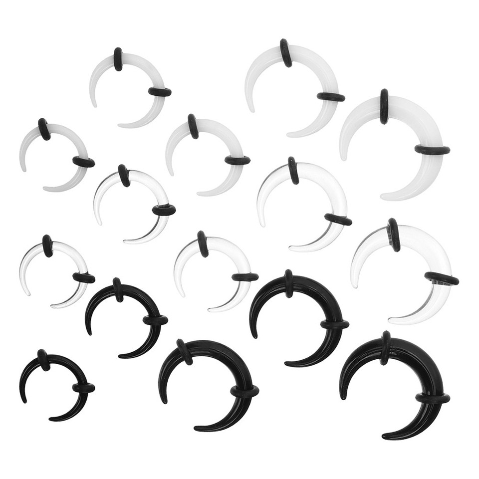 15 Pcs Septum Stretching Kit Transparent Ear Expansion Nose Ring Horns ...