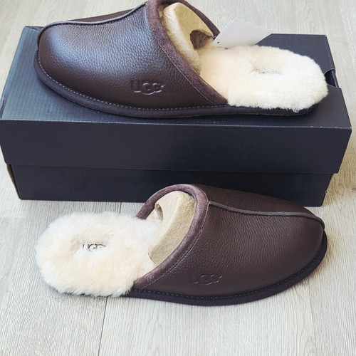NEW IN BOX UGG Men's Elk Scuff Slip On Stout Brown Leather Slide ...