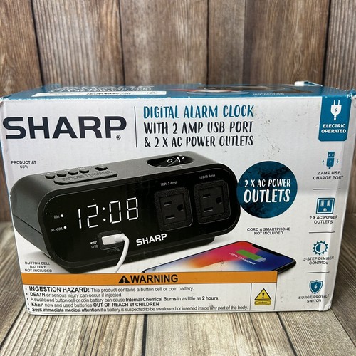 Sharp Alarm Clock SPC137 With USB Charging , 120 Volt 5 Amp Outlet Office Decor | eBay