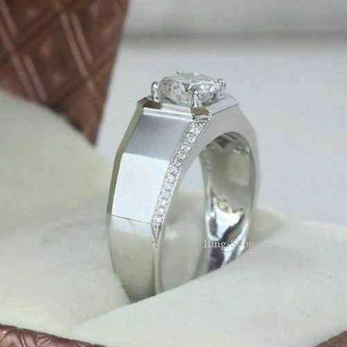 935 Silver With Simulated White Round Cut 2.35CT Sapphire Engagement ...