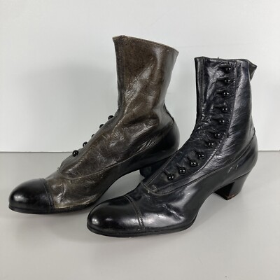 Antique Victorian Boots Ladies Button-Up Heeled Shoes Grover Soft Shoes ...