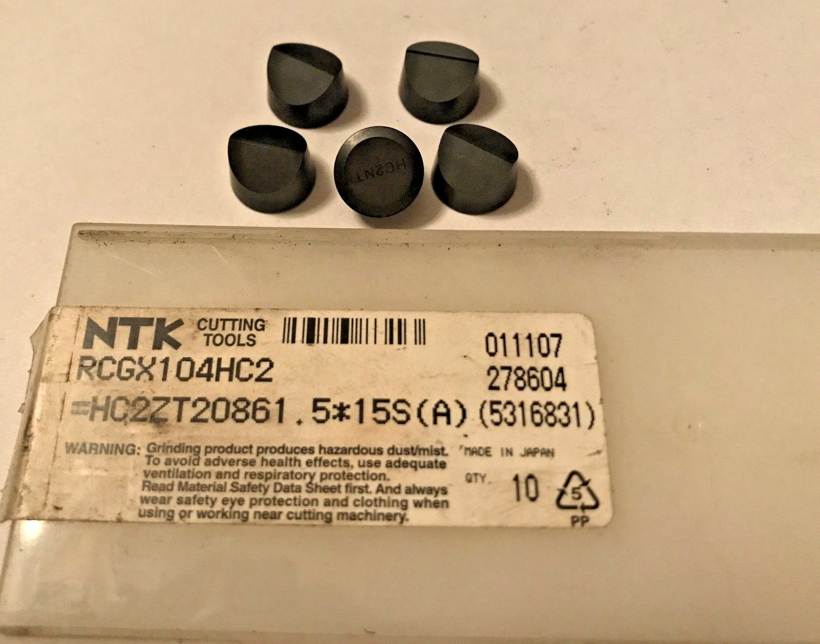NTK Ceramic Inserts - HC2ZT20861 .5*15S(A) RCGX104HC2 - QTY. 5 - NEW ...