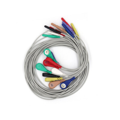 ECG Holter Cable 10-lead EKG Snap wire for Universal DIN 1.5mm Monitor ...