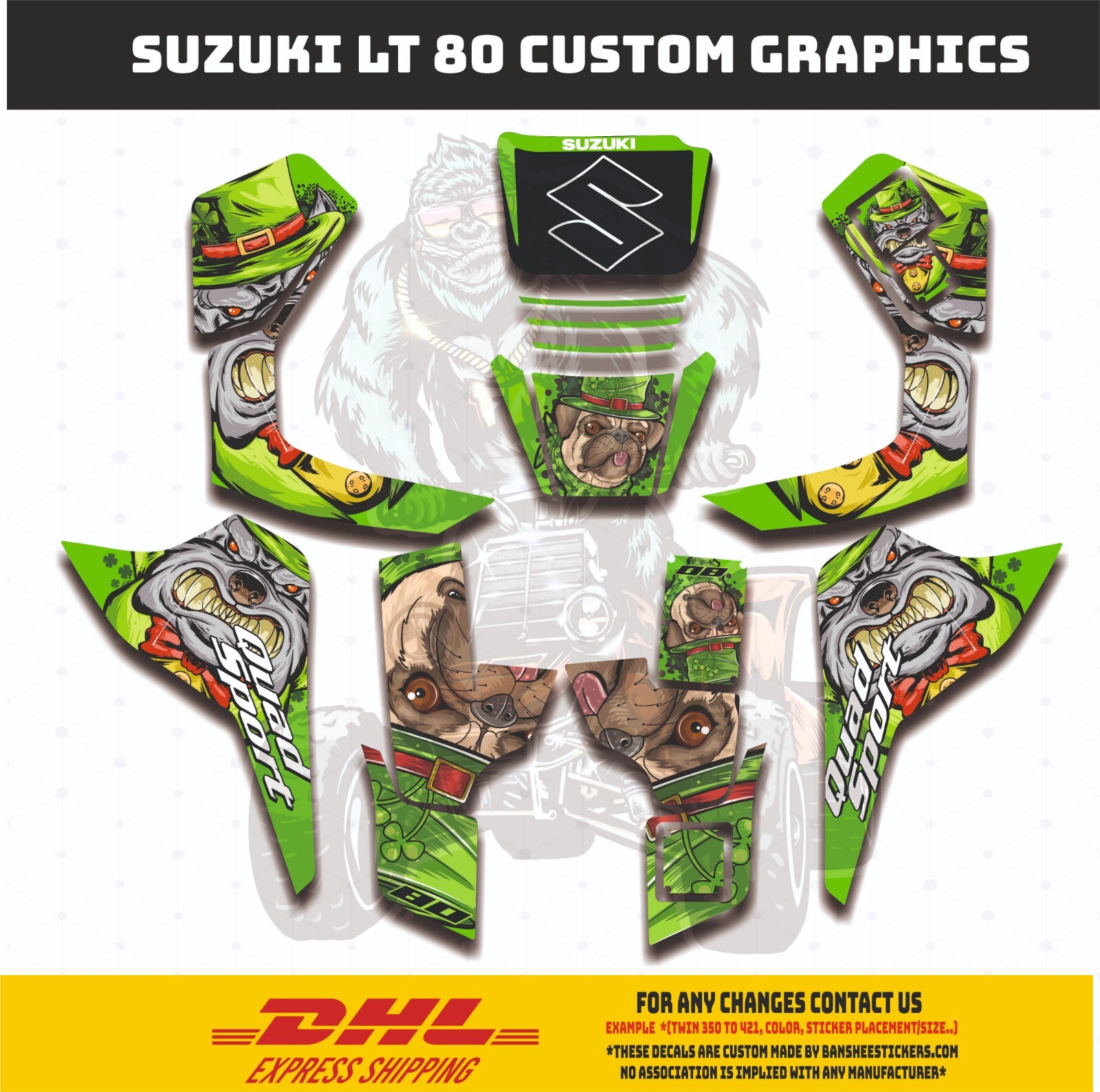 SUZUKI LT80 GRAPHICS KIT TO FIT LT 80 STICKERS QUAD DECALS STICKER ...