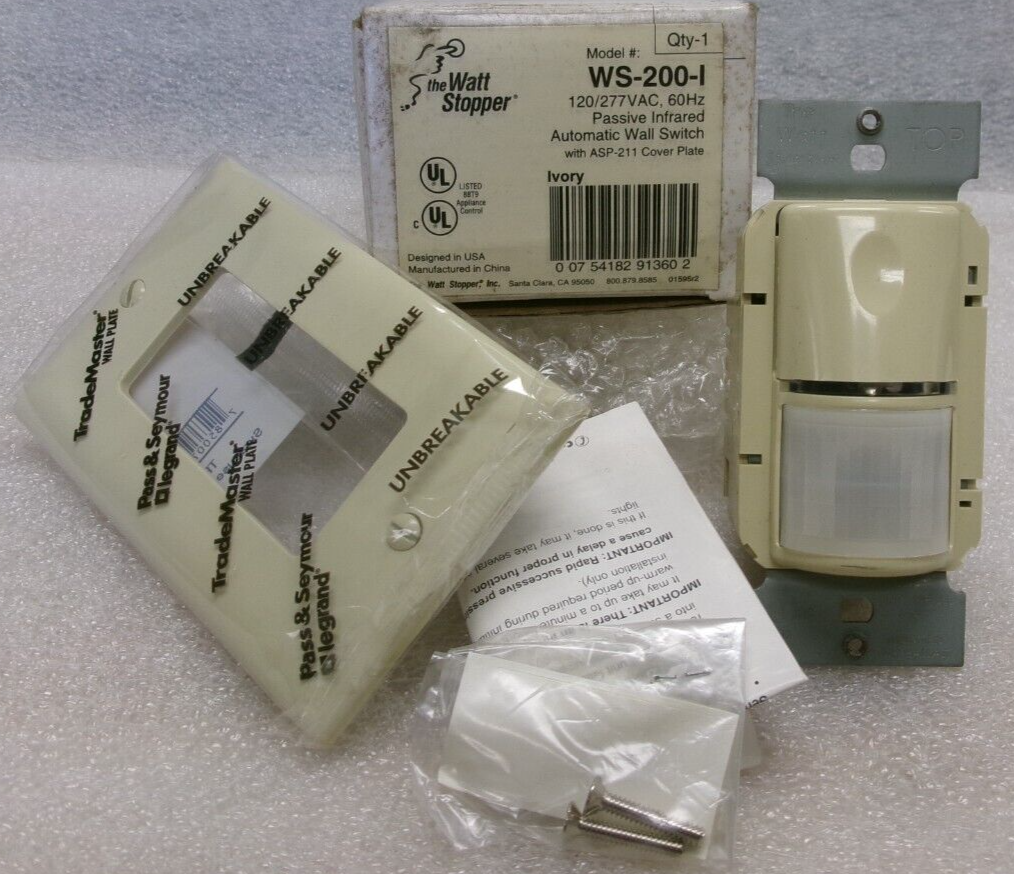Watt Stopper Passive Infrared Automatic Wall Switch Ws-200-i for sale ...