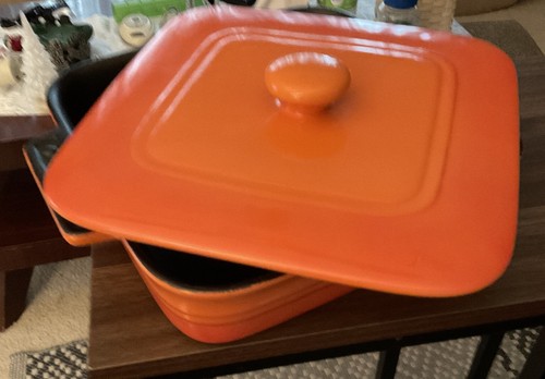 Parini Cookware Non Stick Ceramic Bakeware Dish Square Baker Red Orange ...