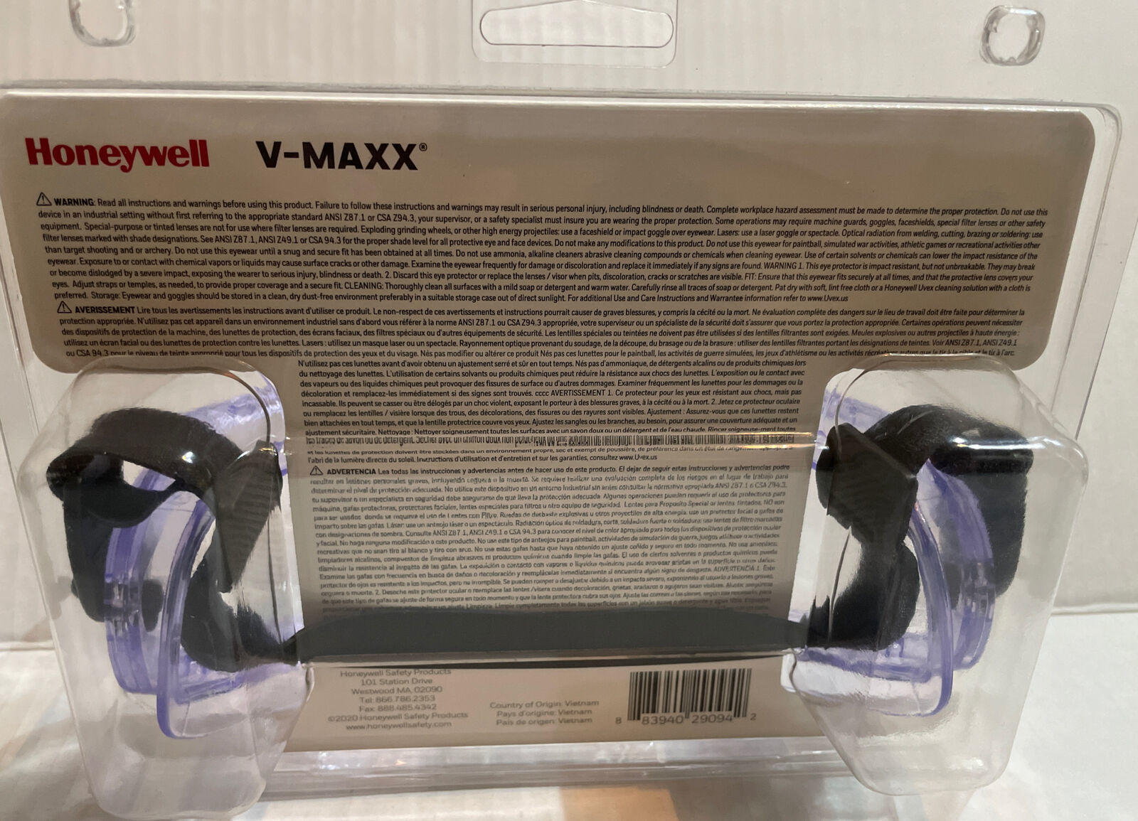 Honeywell V-MAXX Chemical Splash Safety Goggles with Wraparound Anti ...