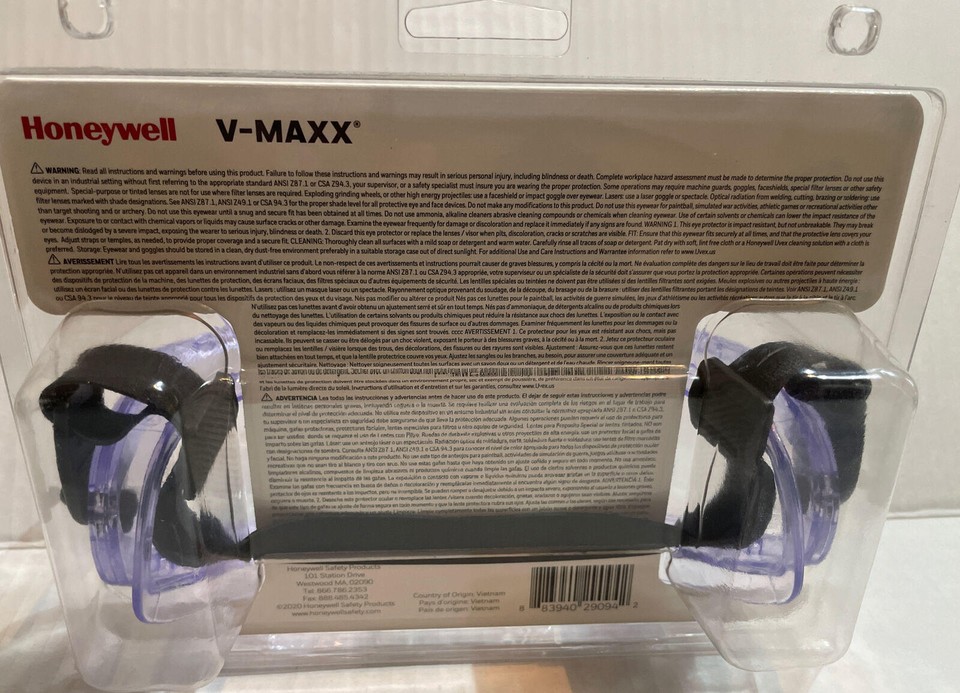 Honeywell V-MAXX Chemical Splash Safety Goggles with Wraparound Anti ...