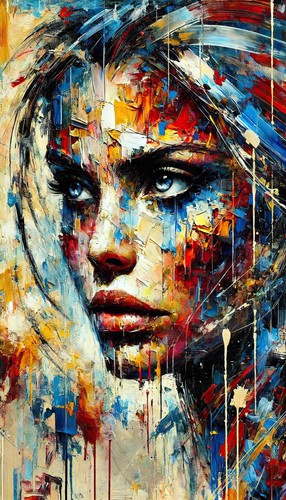 Emotional Spectrum Giclée Canvas Print 27x48 inch - Expressive Abstract Portrait | eBay