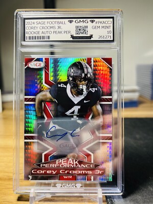 2024 Sage Football Corey Crooms Jr. Rookie Auto GMG Graded 10 Gem Mint ...