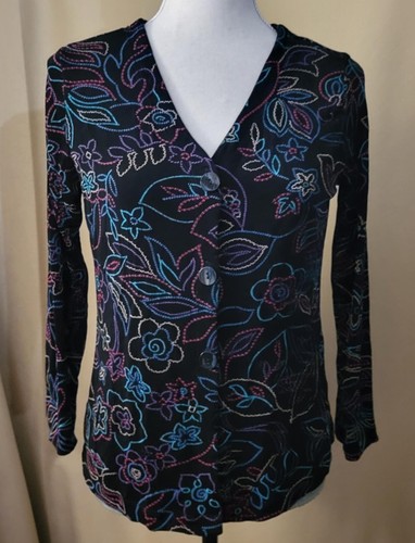 Christopher & Banks Sz S Black Acetate Travelers Button Cardigan ...