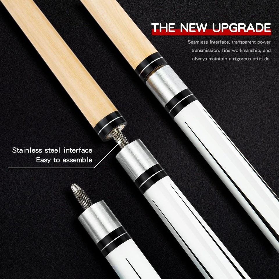 58 inch Billiard Pool Cue Stick 20 oz 1/2 Maple Pool Cue Stick Kit with ...