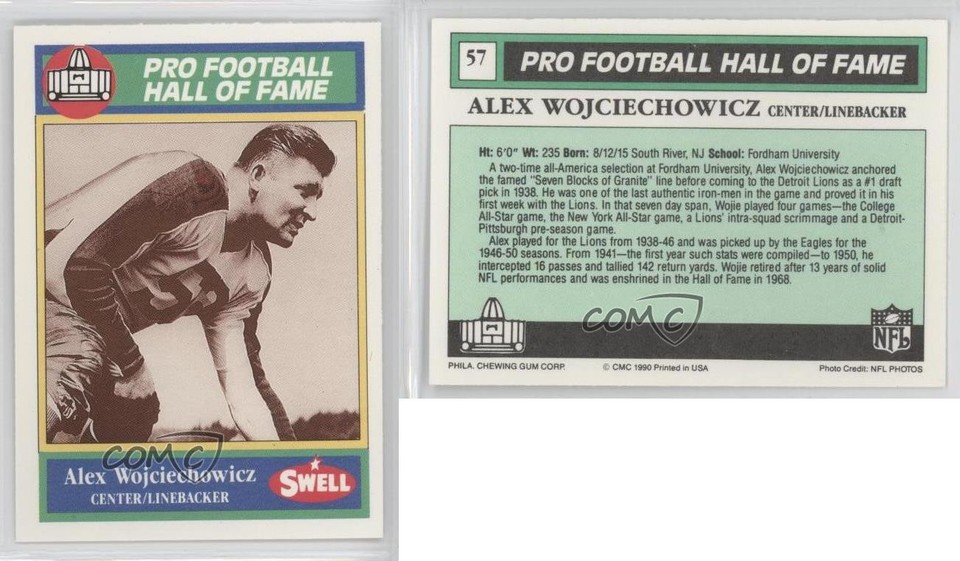 1990 Swell Pro Football Hall of Fame Alex Wojciechowicz #57 HOF 9l4 | eBay